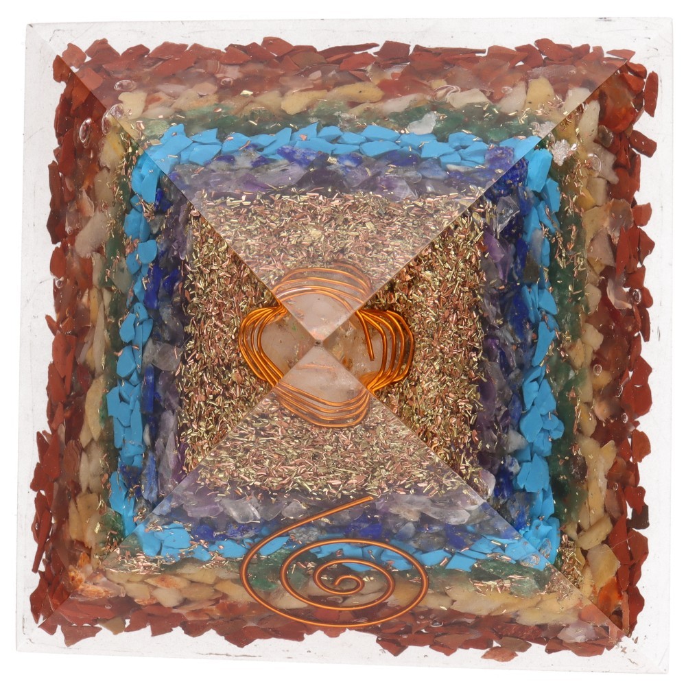 Resin Chakra Pyramid with Spiral 7x7cm