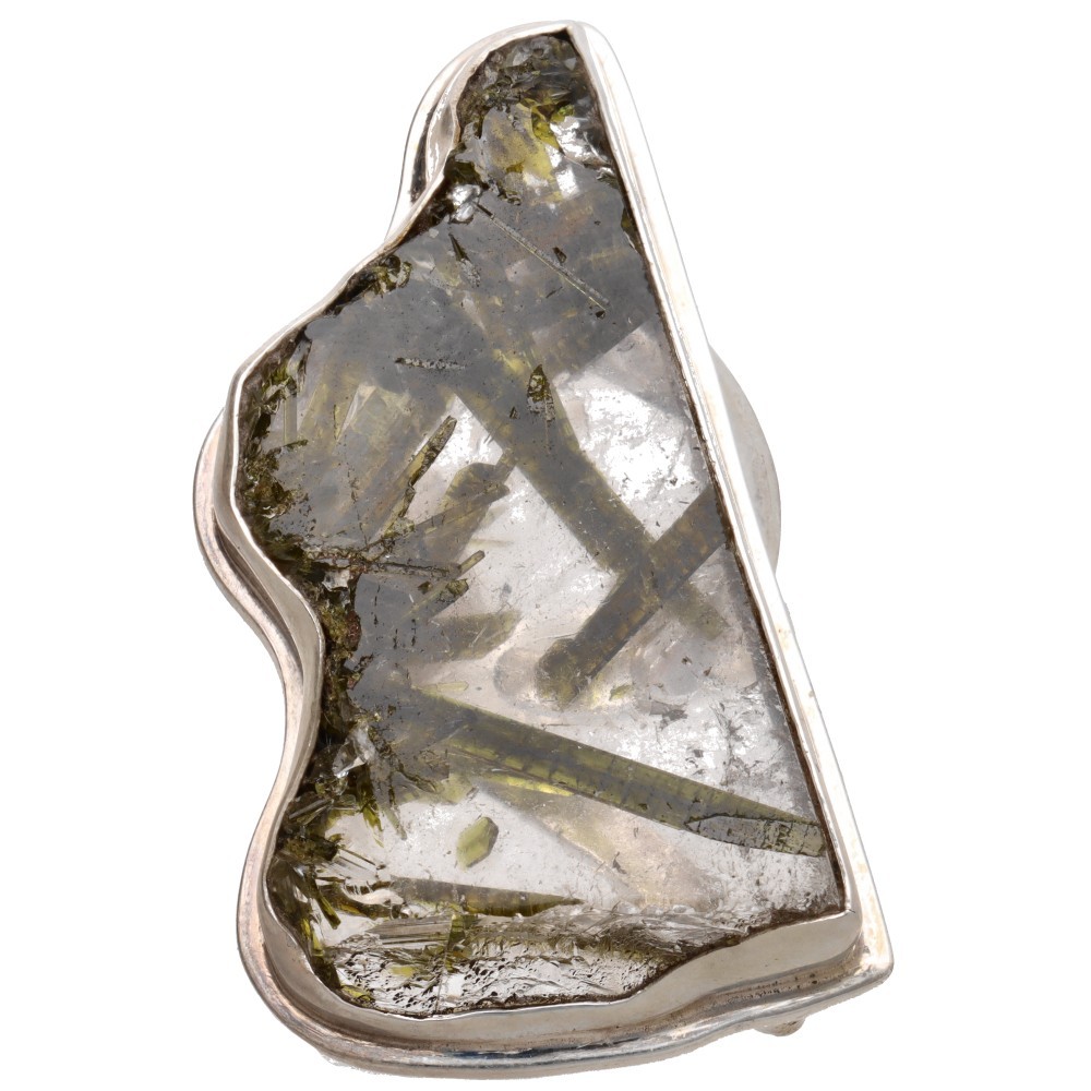 Epidote Ring in 925 Sterling Silver (52L)